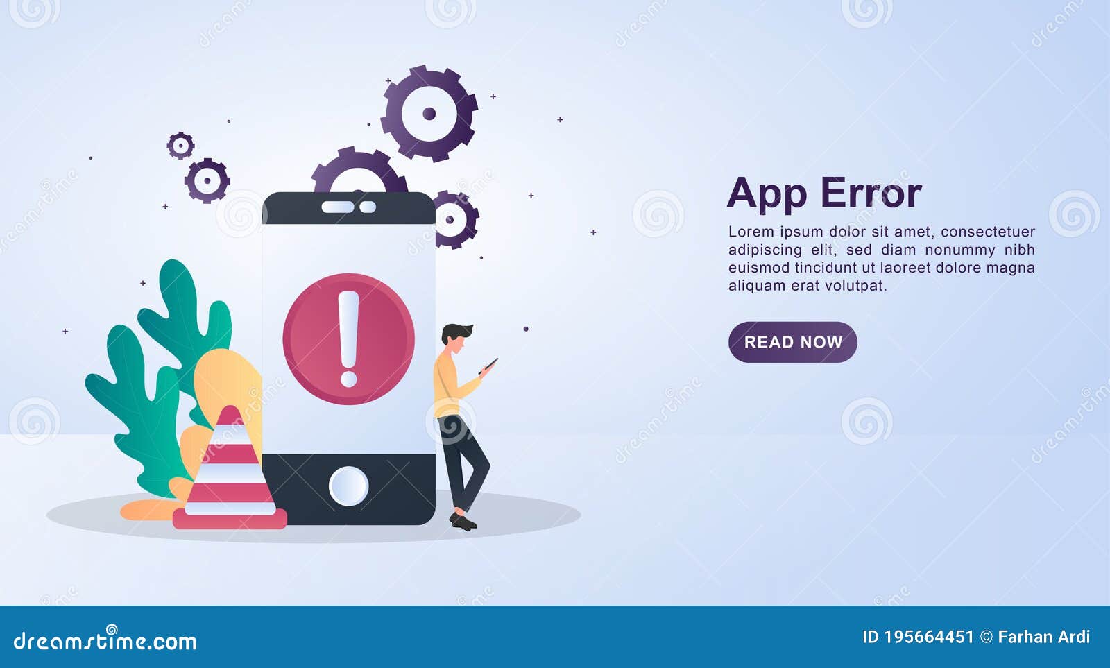 Illustration Concept of App Error with Warning Signs on the Phone ...