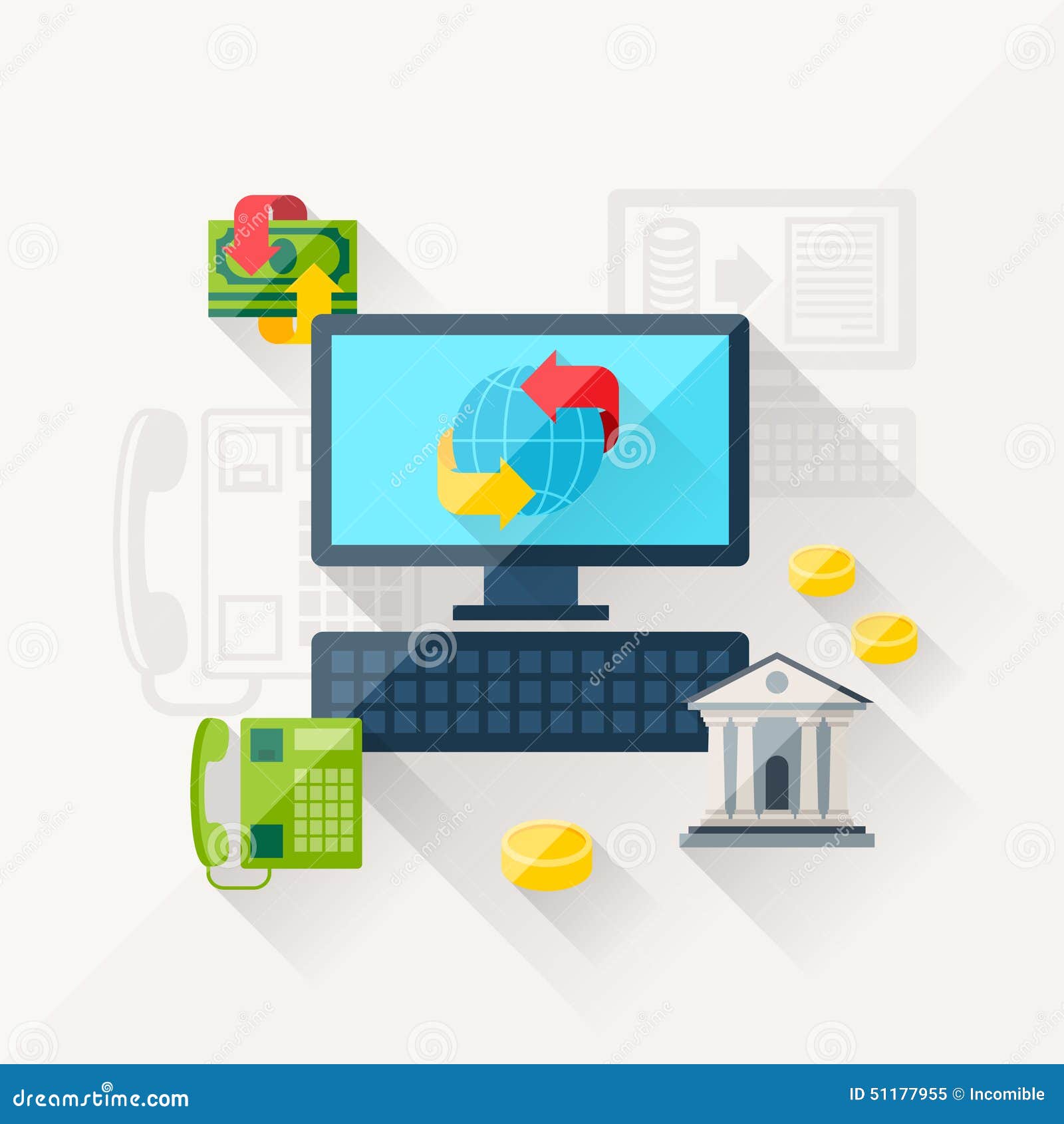 Illustration Concept of Banking Online in Flat Stock Vector ...
