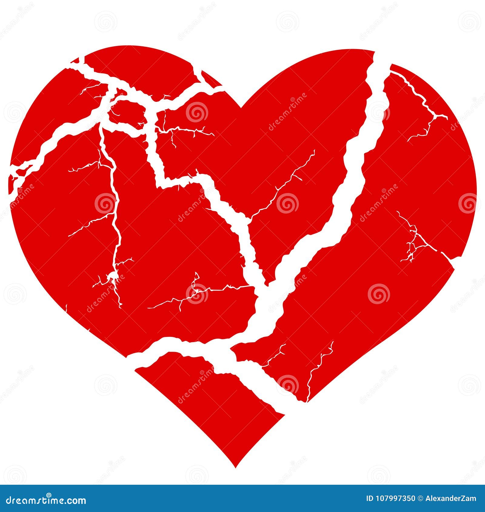 Broken heart icon stock vector. Illustration of cardiology - 107997350