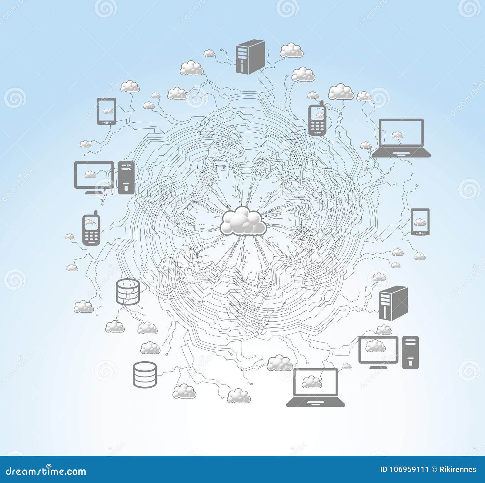 Abstract Connection of Cloud Computing Stock Illustration ...