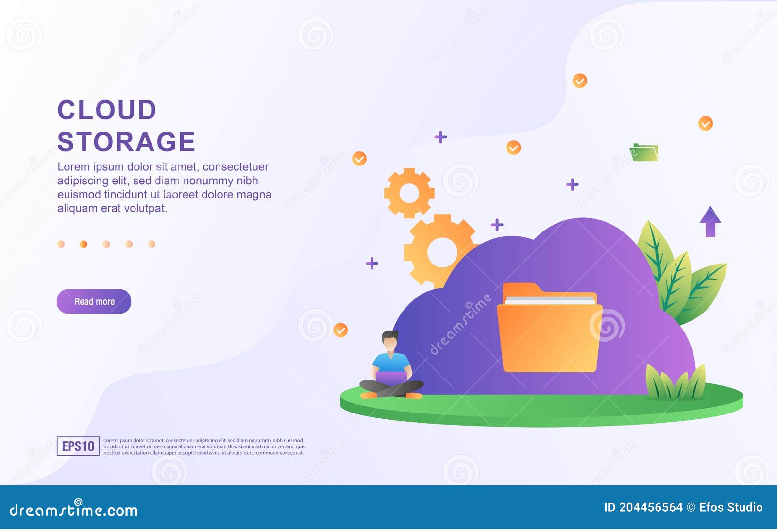 Illustration Concept of Cloud Storage with Folders in the Cloud Stock ...
