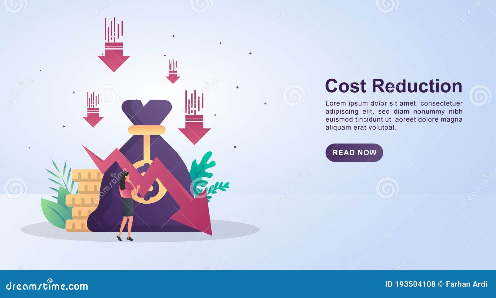 Illustration Concept of Cost Reduction with a Line Graph that Points ...