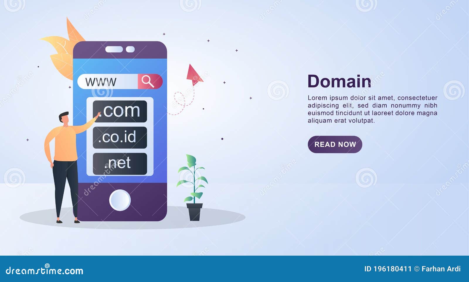 Illustration Concept of Domain with the Person Pointing at the Screen ...