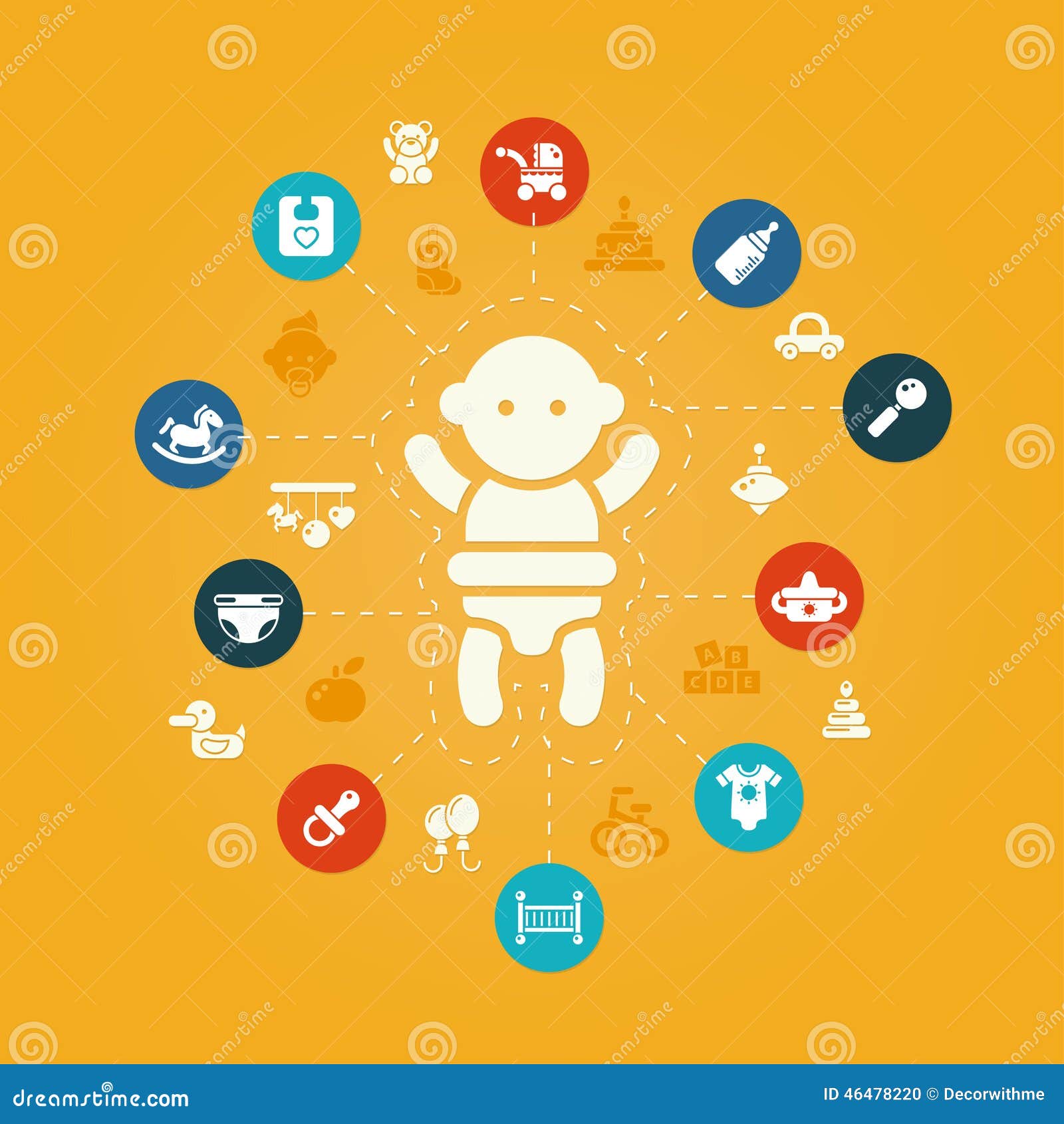 Illustration of Concept Flat Design Cute Baby Stock Vector ...