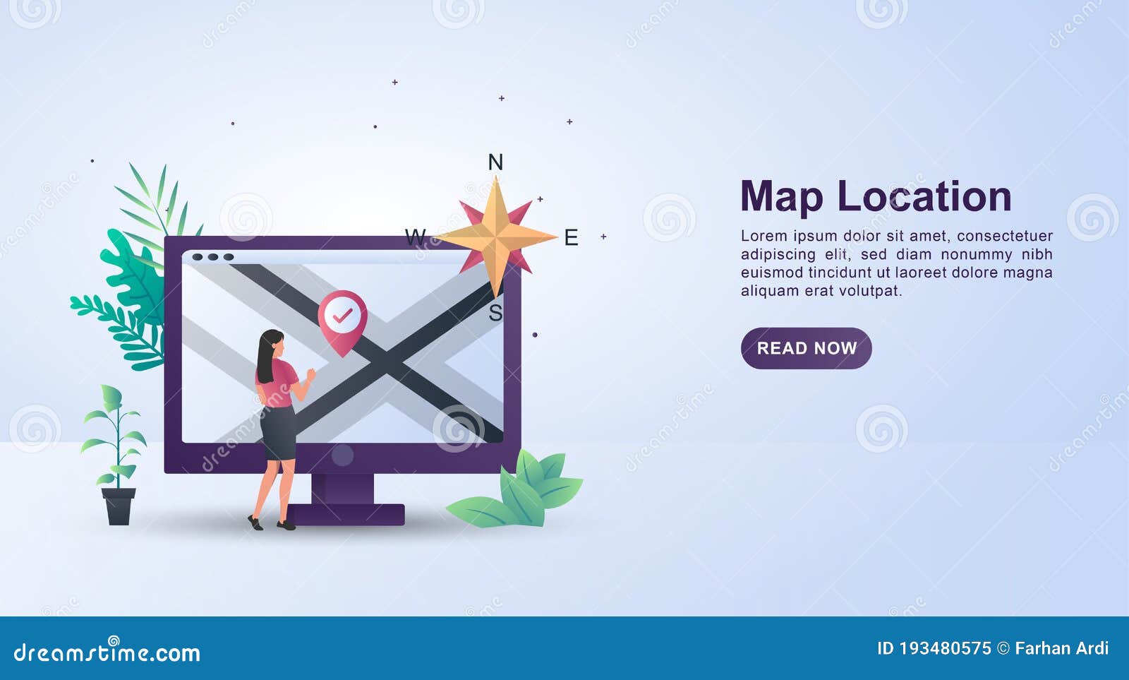 Illustration Concept of Looking for a Location on the Map with the ...