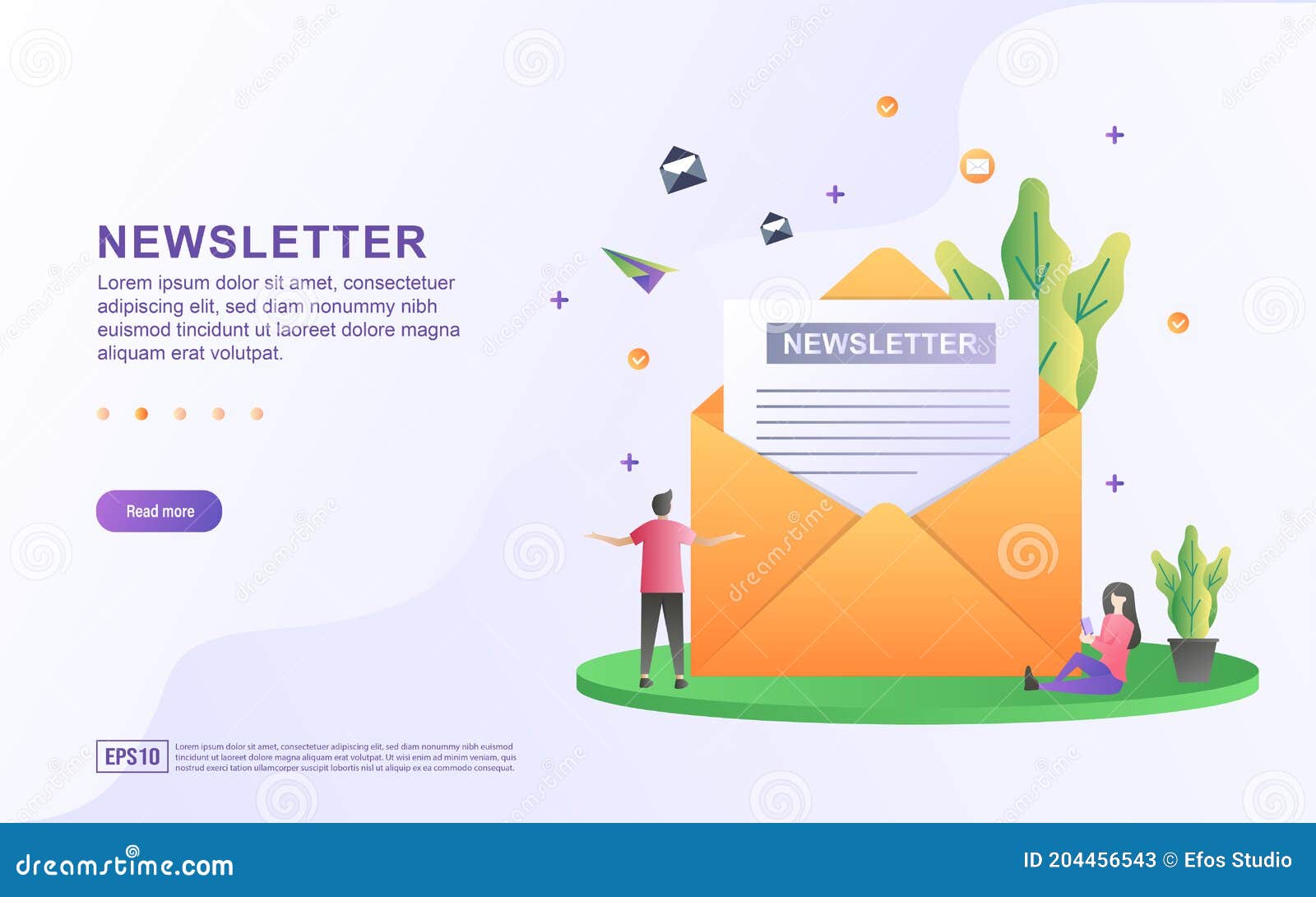 Illustration Concept of Newsletter with People Reading the Newsletter ...