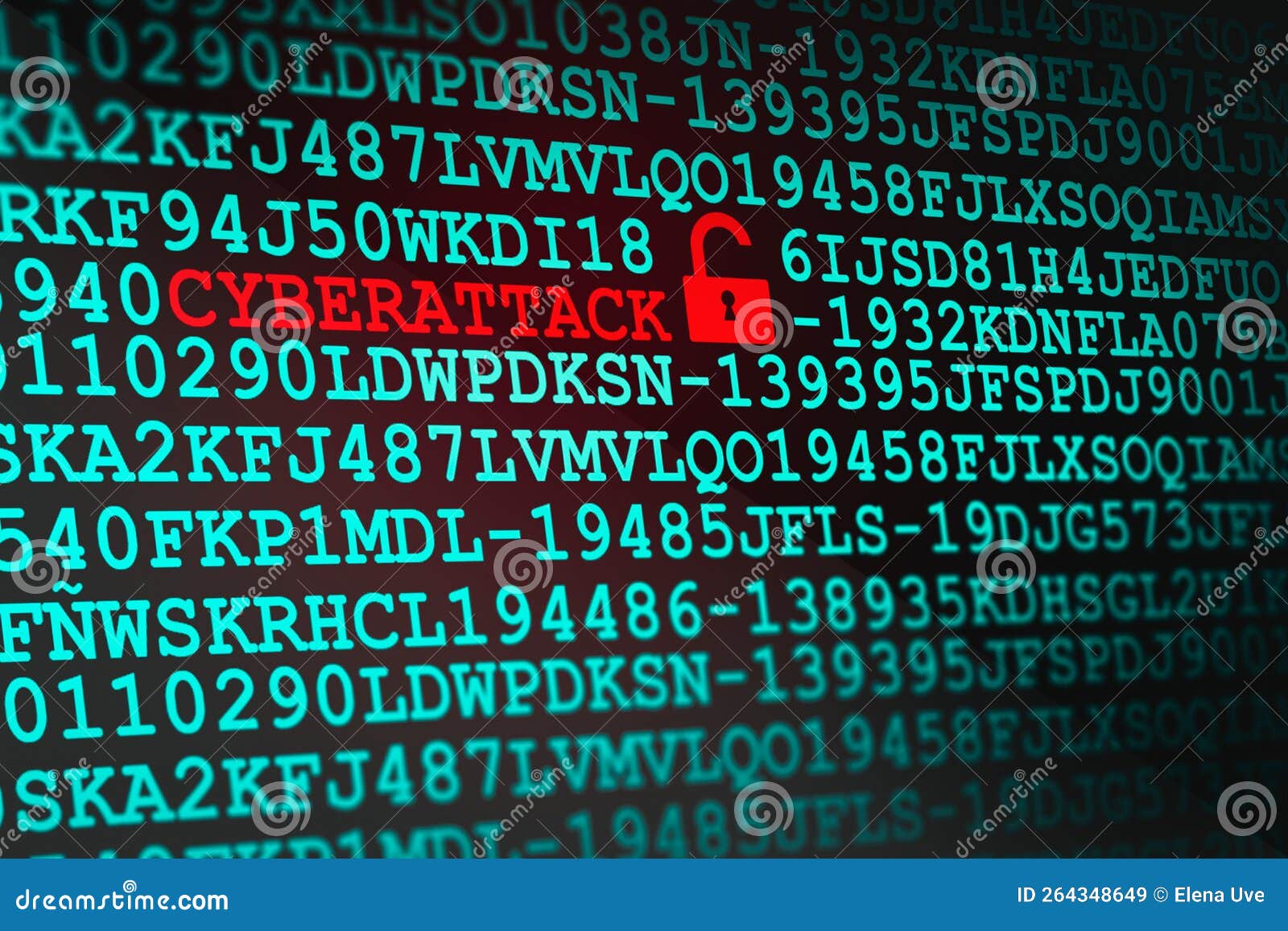 Illustration Concept of Pc Screen Hack with Cyberattack Word. Stock ...