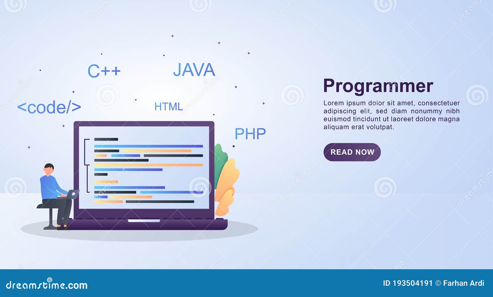 Illustration Concept of Programmer with Programming Languages and ...