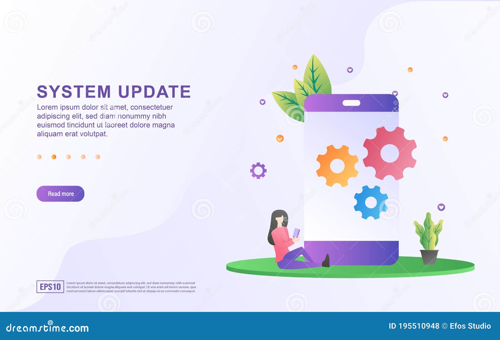Illustration Concept of System Update with Gears and Updating on Screen ...