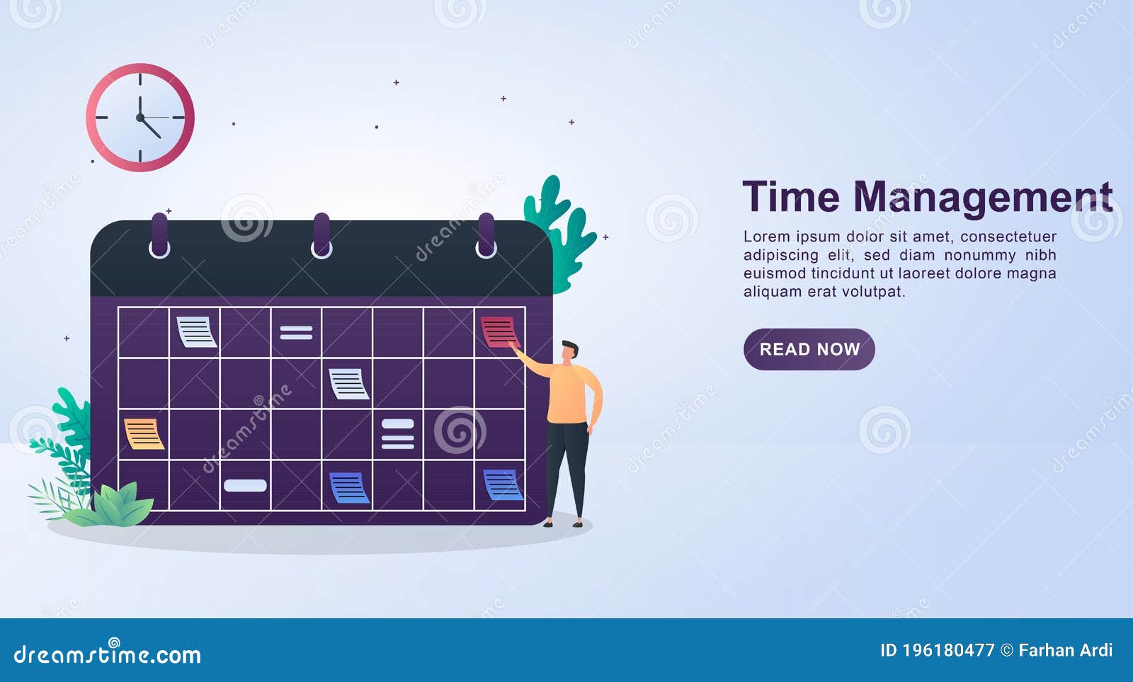 Illustration Concept of Time Management with a Schedule Board and Clock ...