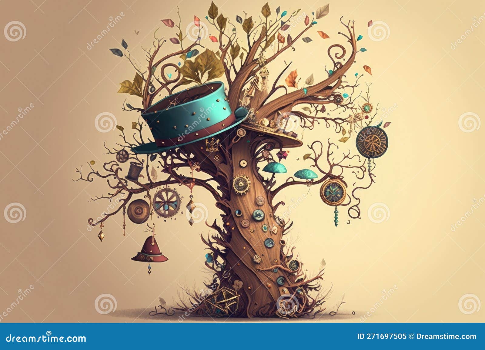 Illustration of a Conceptual Tree Decked Out in a Hat and Fabulous and ...