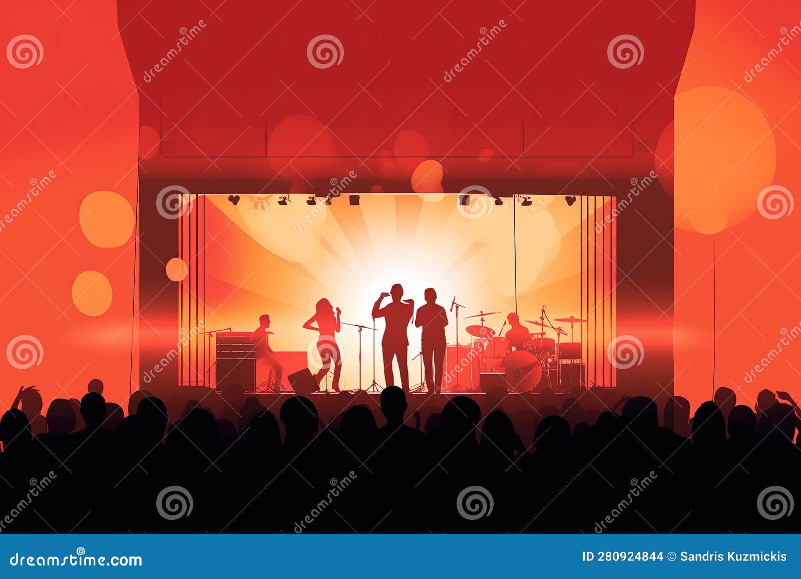 Illustration of a Concert Stage and Human Silhouettes. Generative AI ...