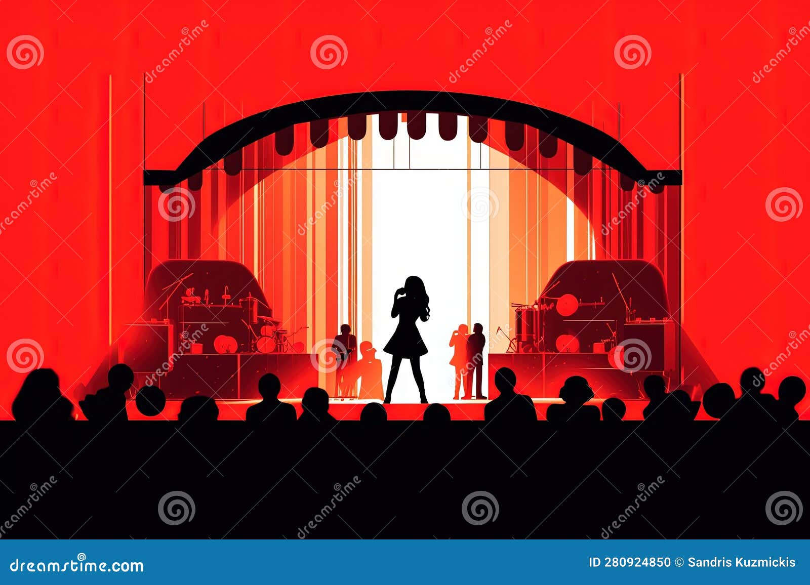 Illustration of a Concert Stage and Human Silhouettes. Generative AI ...