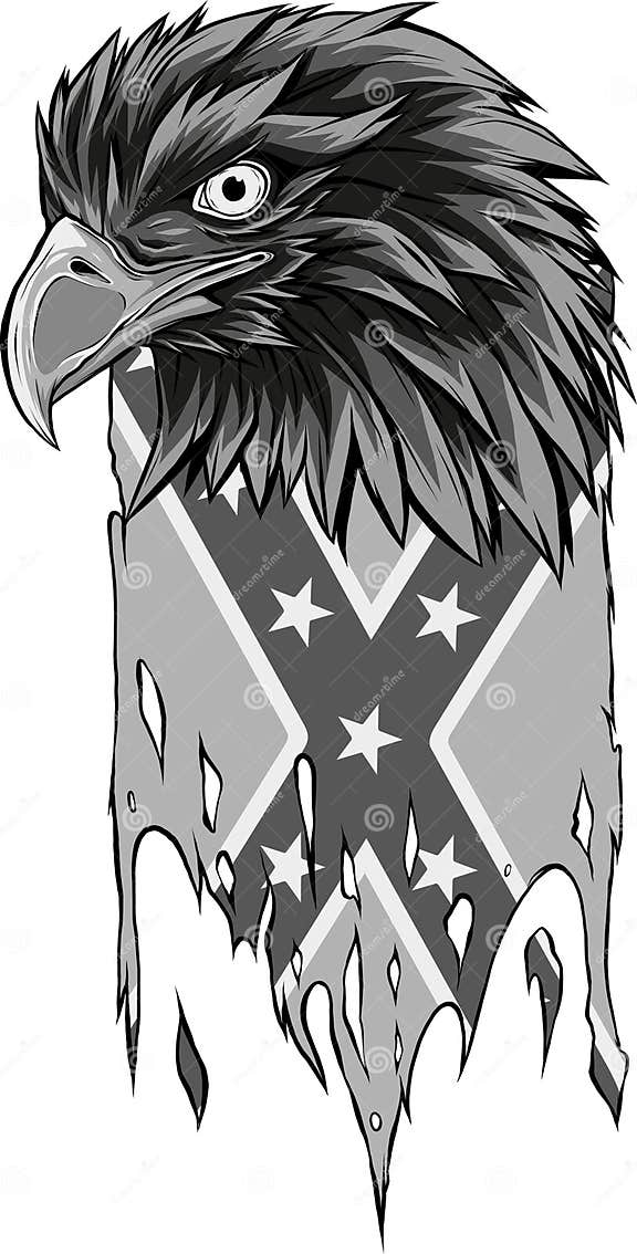 Monochromatic Illustration of Confederate Flag with Eagle Head Stock Vector - Illustration of ...
