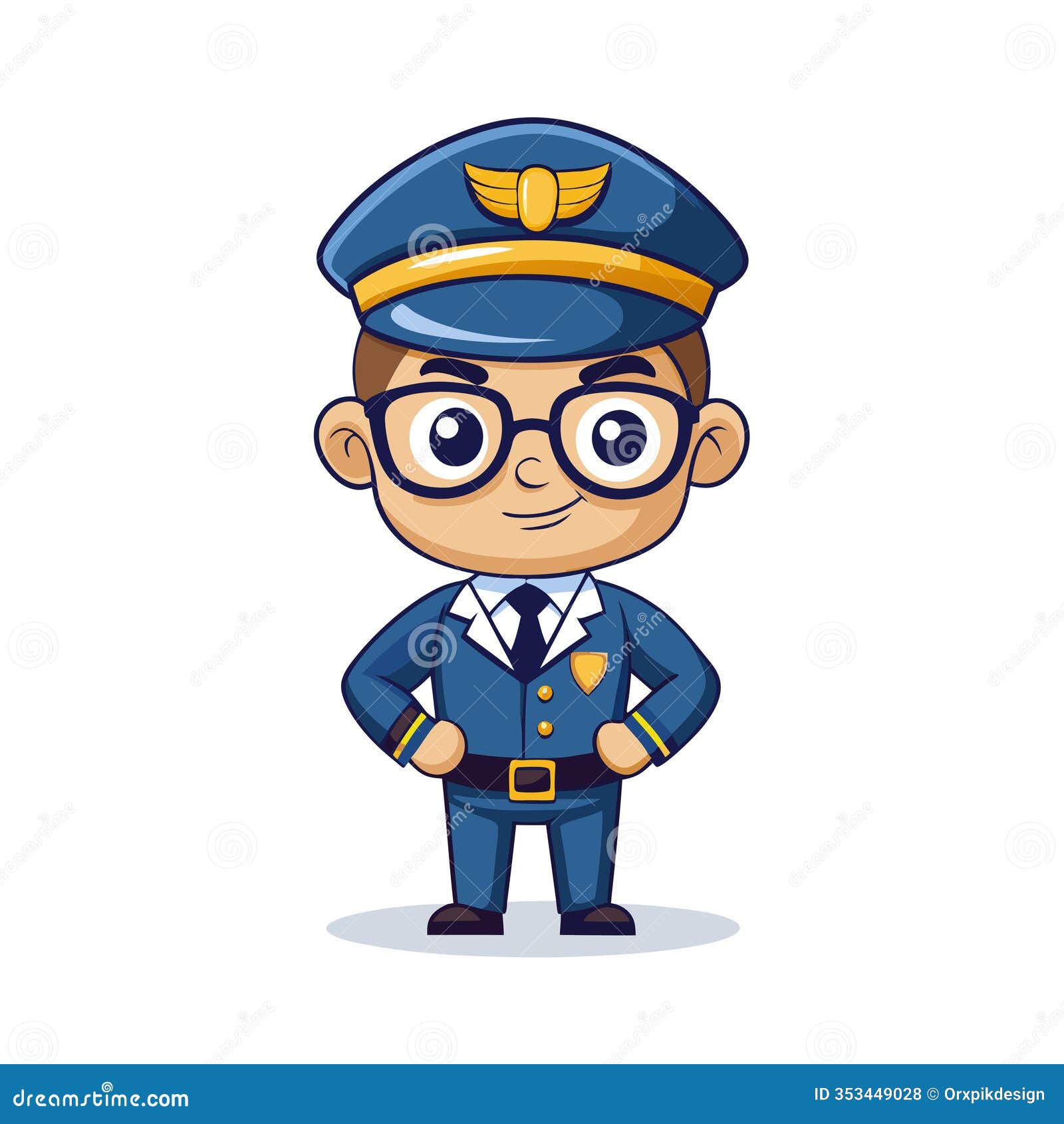 Confident Pilot Cartoon Character Design Stock Vector - Illustration of ...