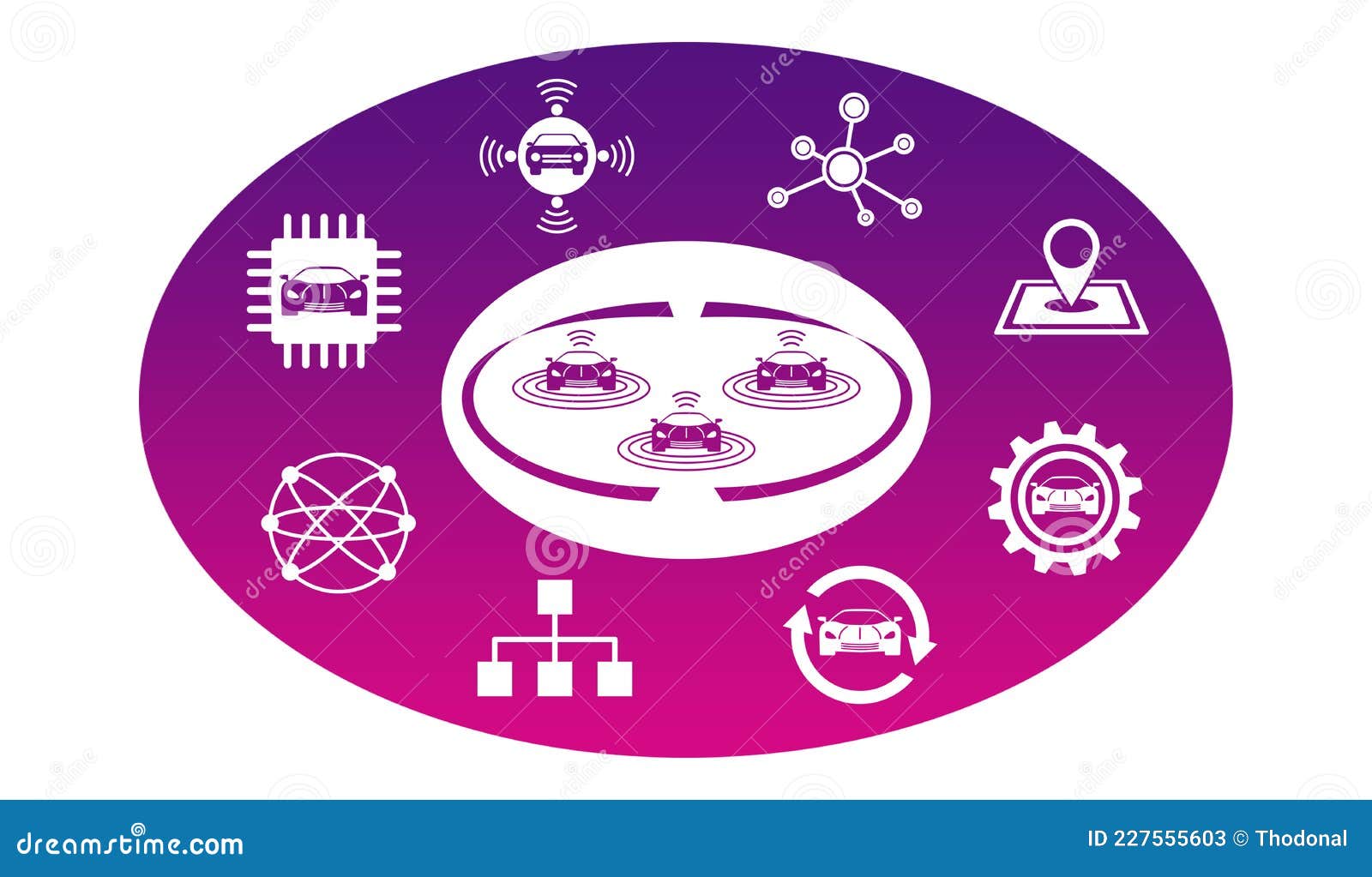 Concept of connected cars stock illustration. Illustration of ...