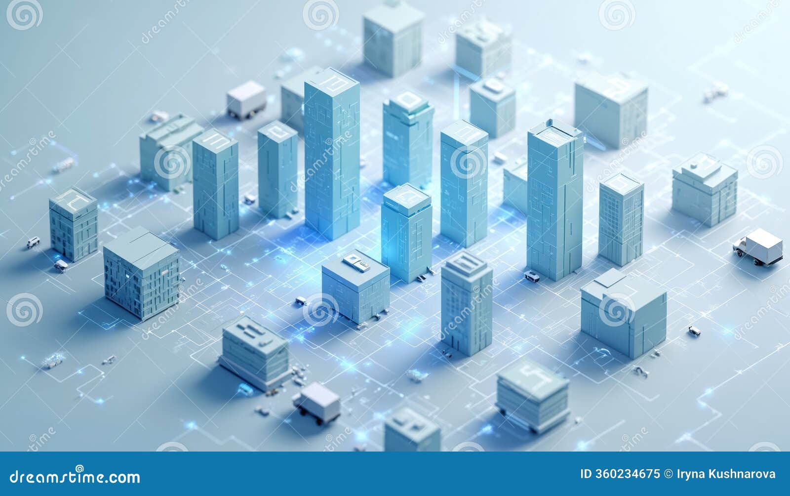 Illustration of Connected City Grid with IoT Devices Tracking Energy ...