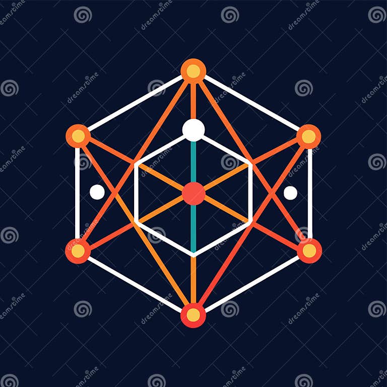 Illustration of Connected Geometric Shapes, Representing a Network ...