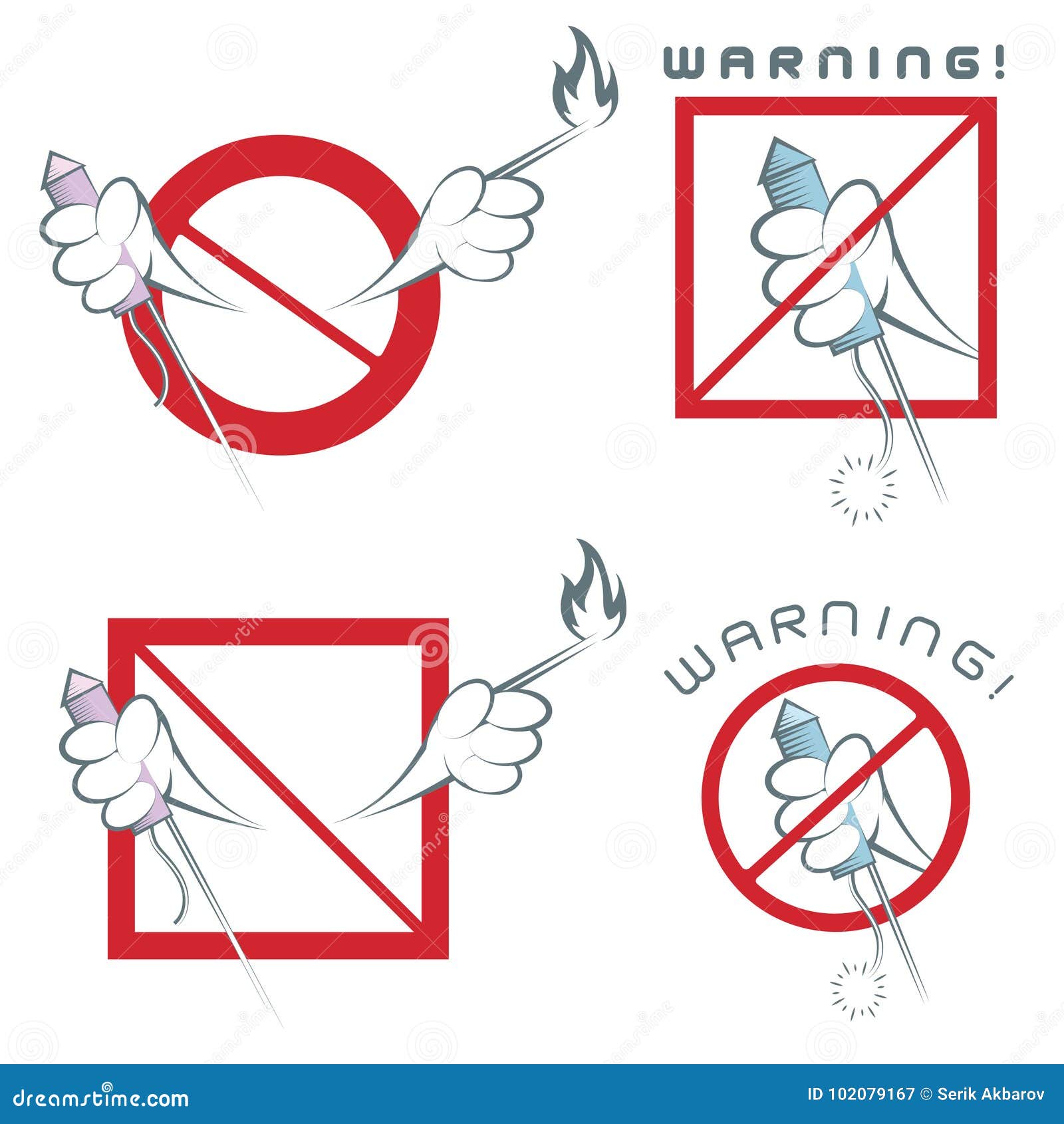 An Illustration Consisting of Four Different Warning Images of Hands ...