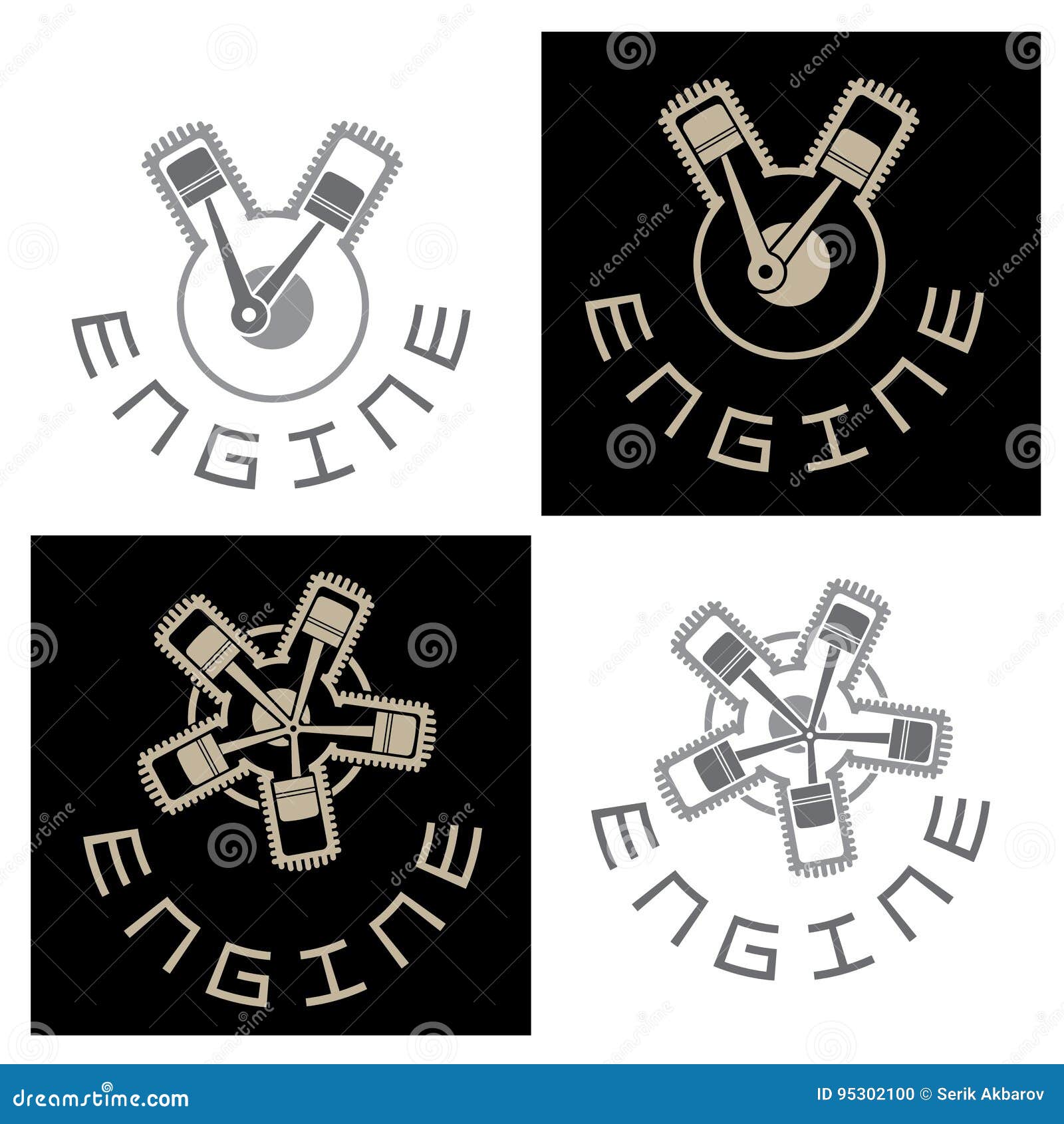 Illustration Consisting of Four Images of the Engine Stock Illustration ...