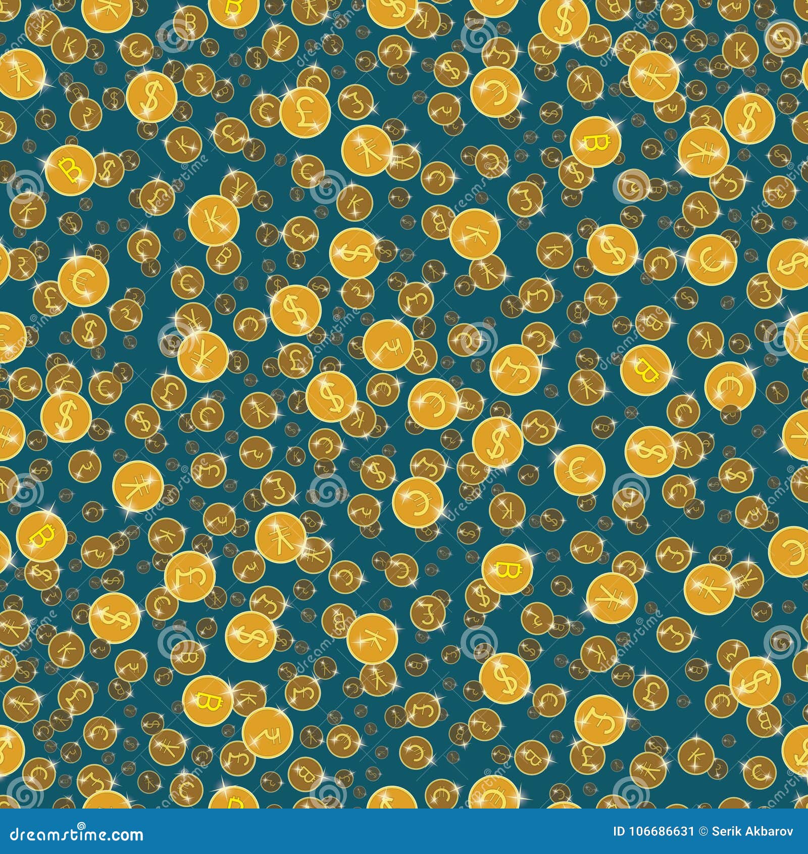 Illustration Consisting of a Seamless Pattern in the Form of Coins ... Illustration Consisting of a Seamless Pattern in the Form of Coins ...