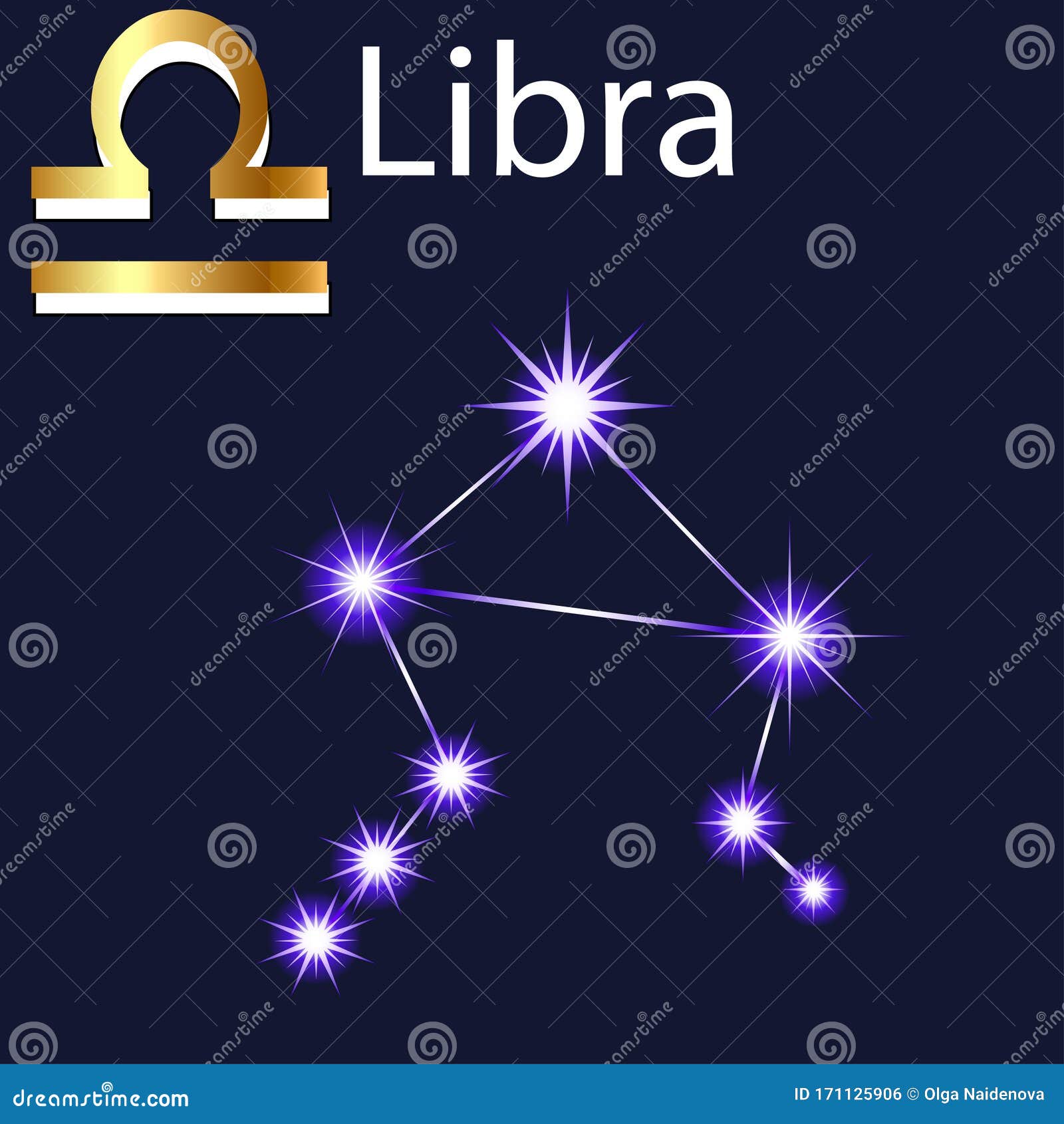 Constellation Libra with Stars in the Night Sky Stock Vector ...