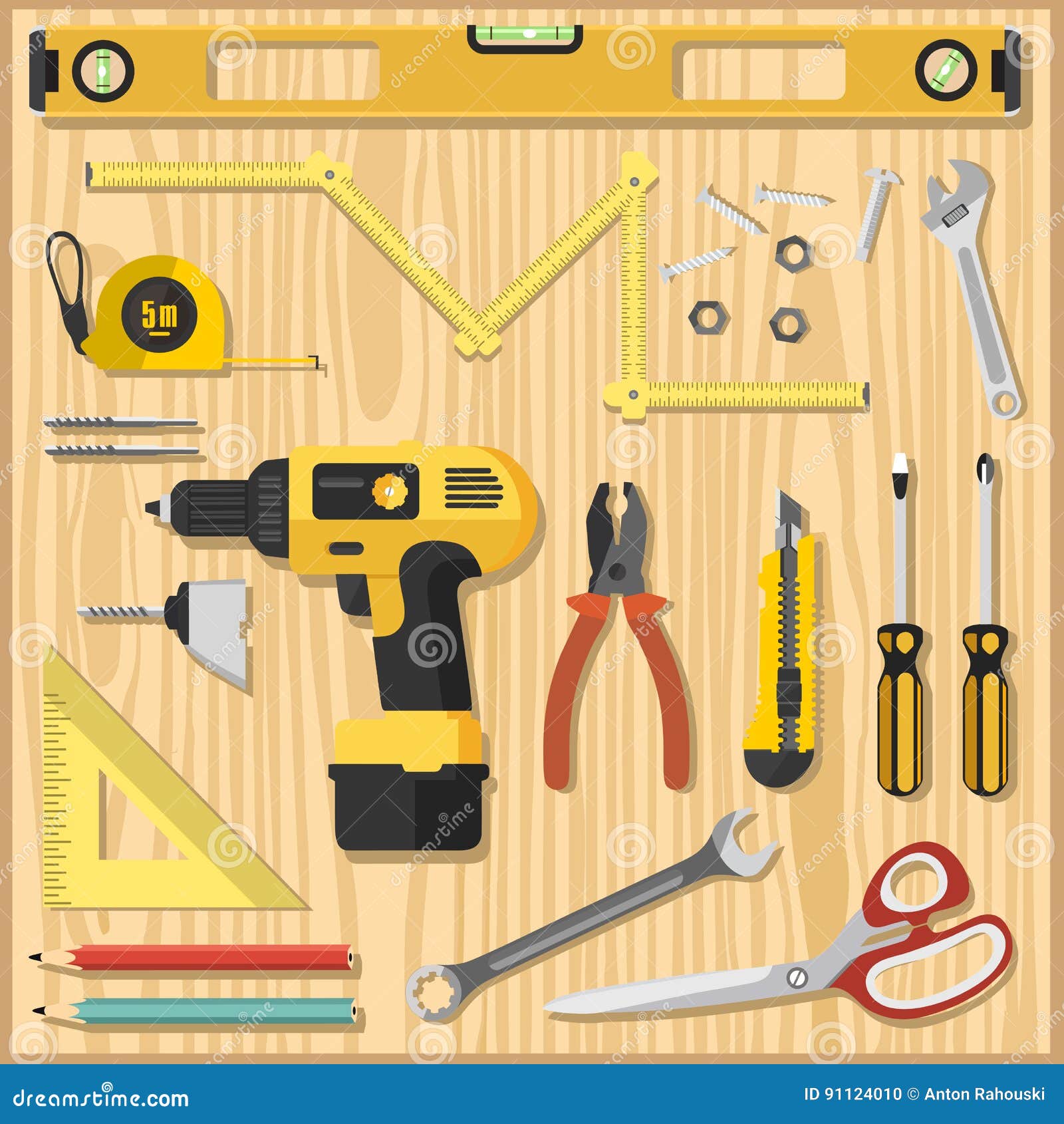 Illustration Construction Tools Diy, Flat Design Stock Illustration ...