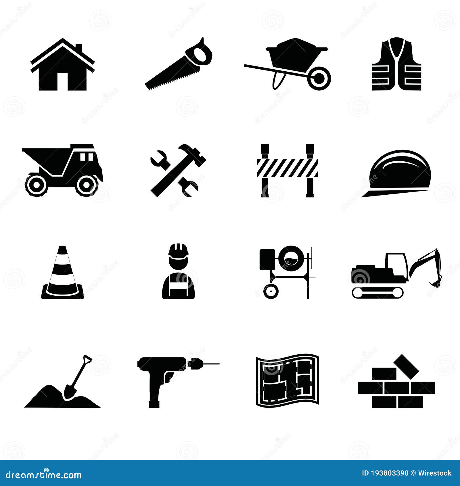 Illustration of Construction Work Icons Isolated on a White Background ...