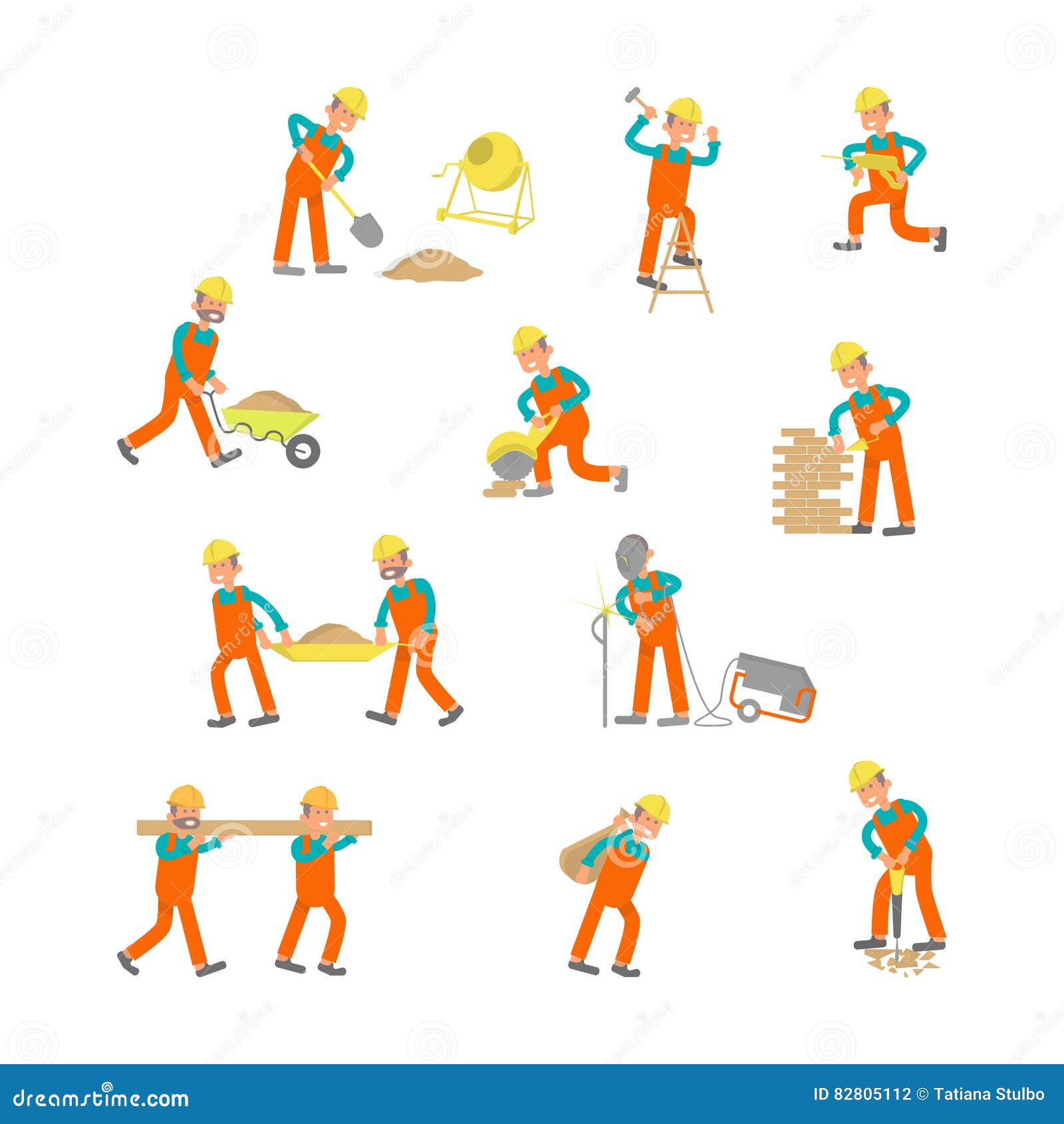 Illustration Of Construction Workers Stock Vector - Illustration of ...