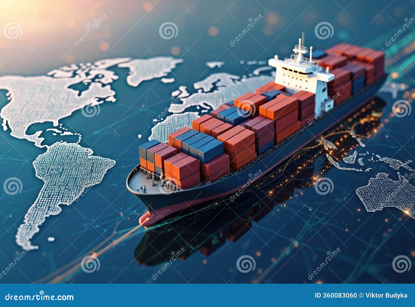 Illustration of Container Ship Transporting Cargo. Global Logistics ...