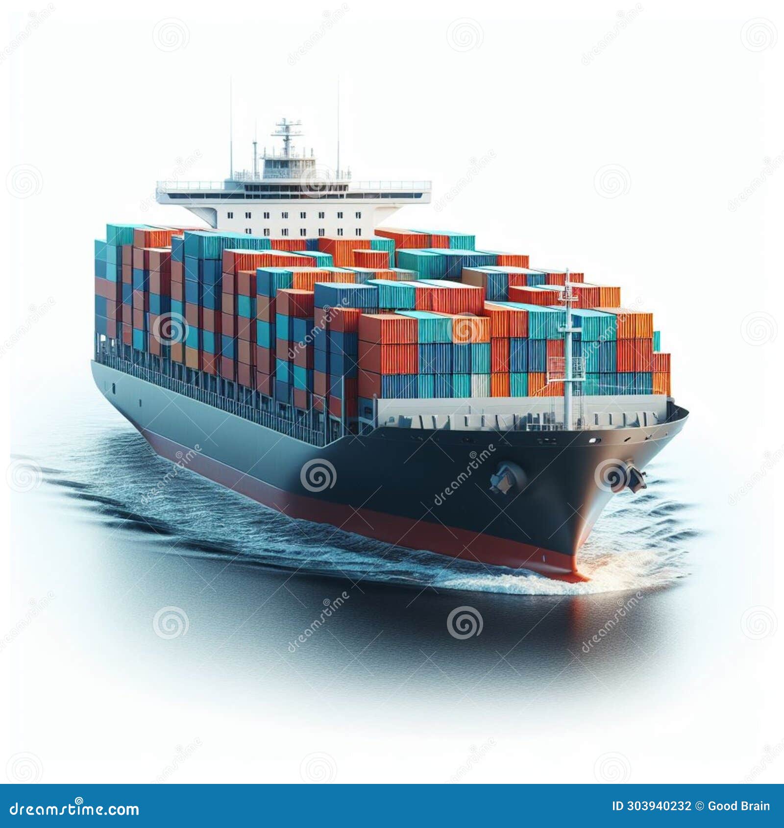 Illustration of a Container Transport Cargo Ship Isolated on a White ...