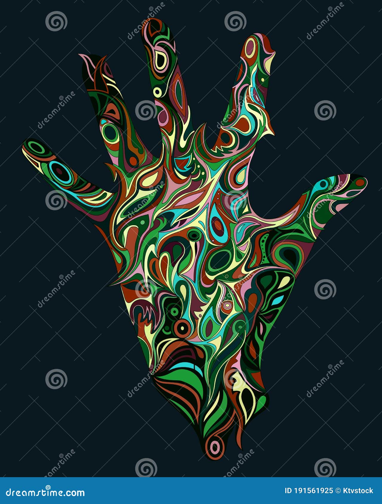 Illustration of Contour Hand with Ornament Inside Stock Vector ...