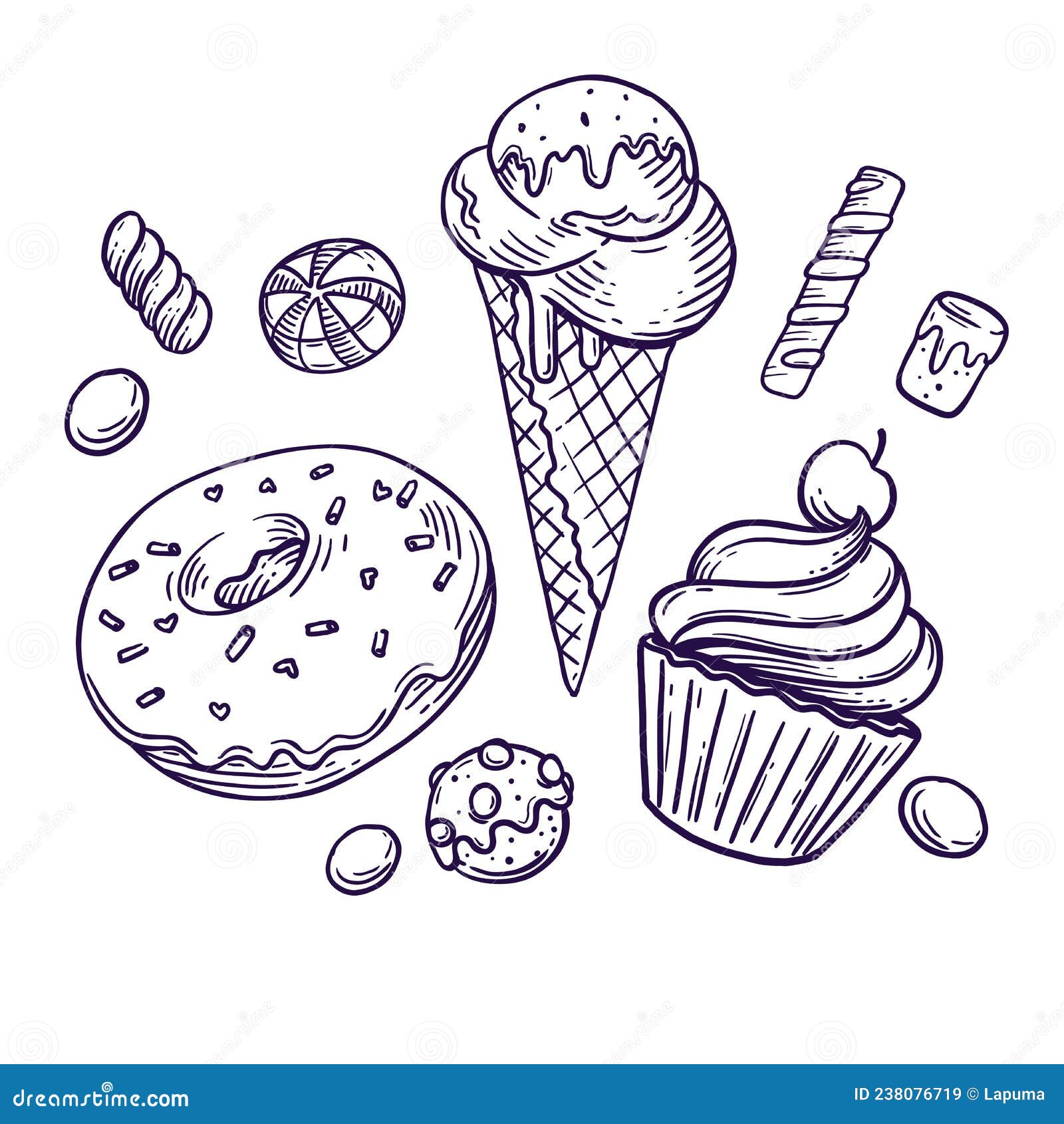 Illustration of Contour Sweets and Ice Cream Stock Illustration ...