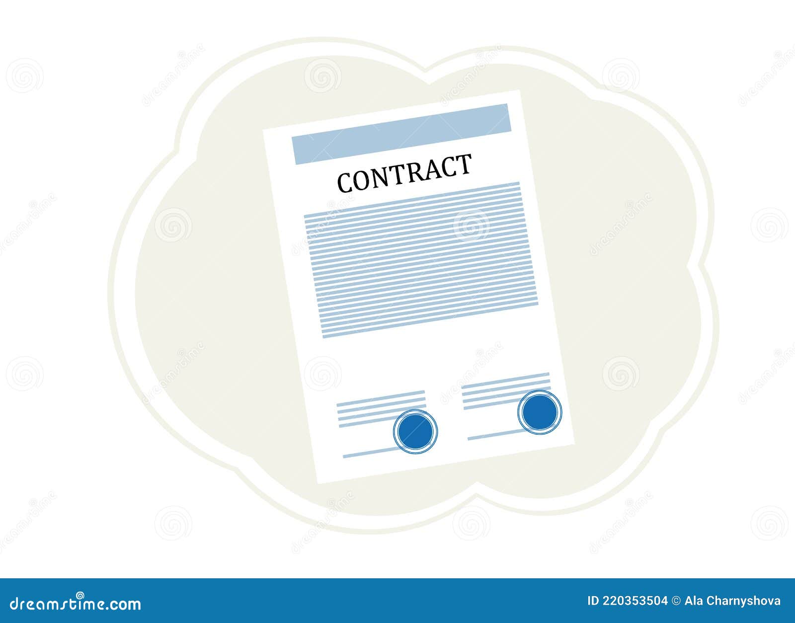 Illustration of a Contract with Text and Two Seals. Stock Vector ...