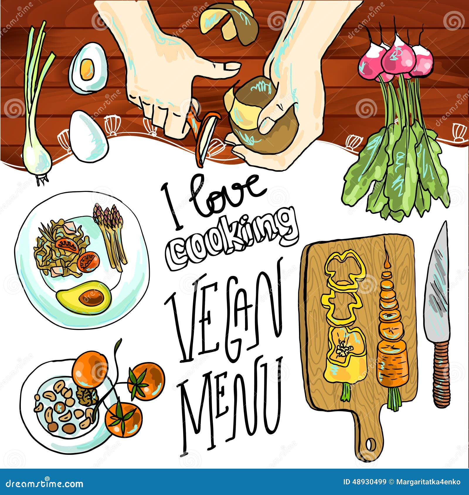 Illustration of cooking stock vector. Illustration of courgette - 48930499