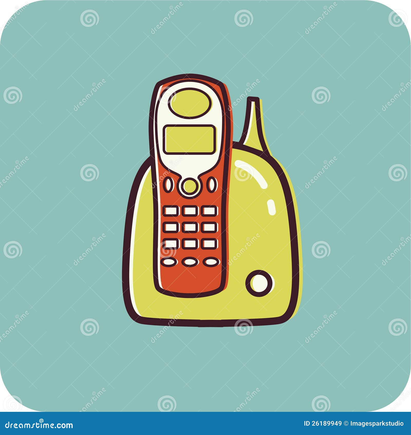Illustration of a Cordless Phone Stock Illustration - Illustration of ...