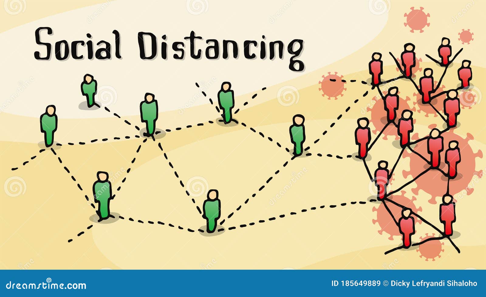 Illustration of Corona Virus Chain Effect Spread Using Falling Domino ...