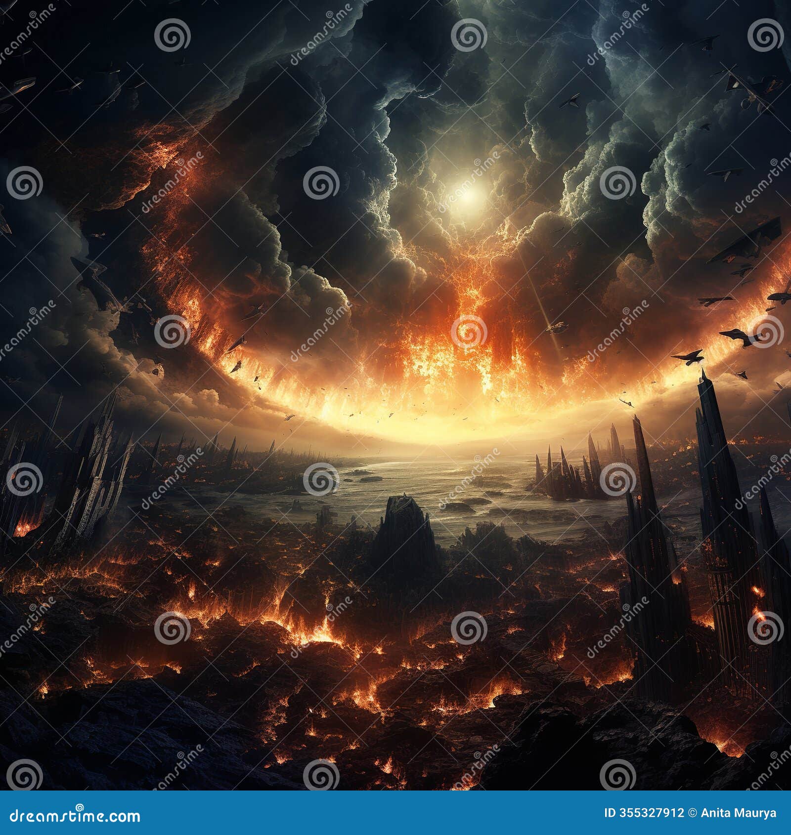 Illustration of Cosmic Armageddon Judgment Day of Planet Earth ...