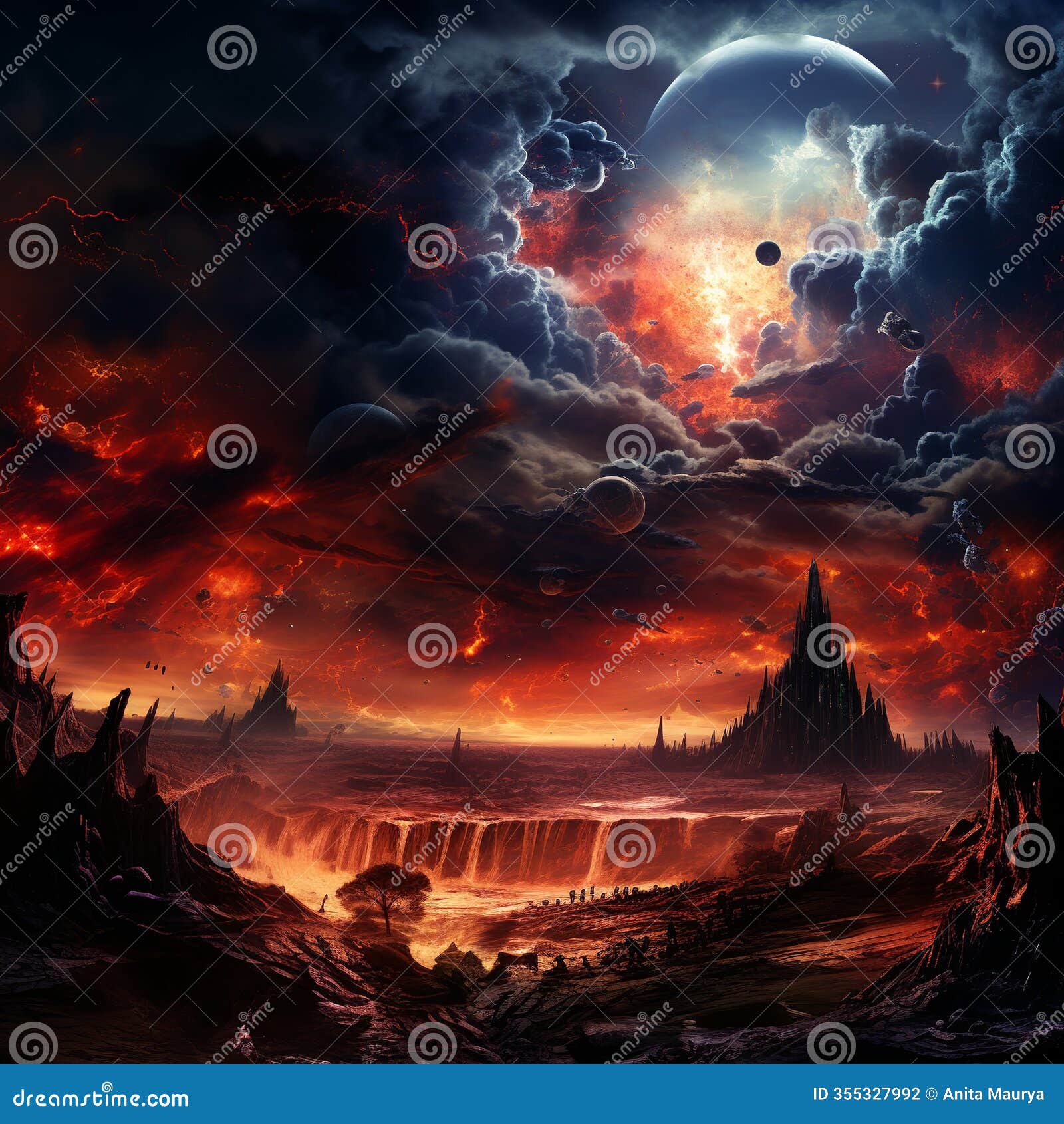 Illustration of Cosmic Armageddon Judgment Day of Planet Earth ...