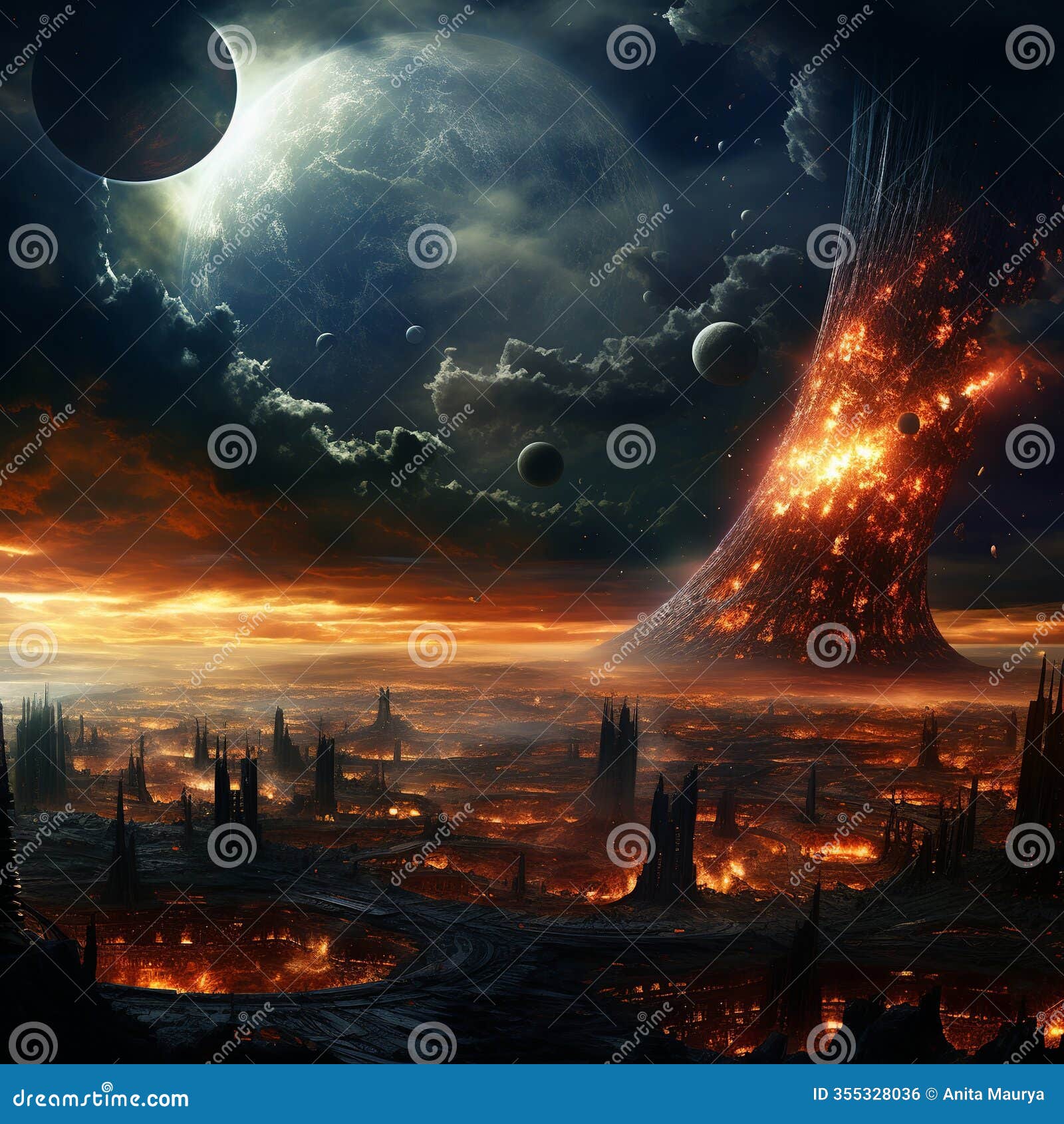 Illustration of Cosmic Armageddon Judgment Day of Planet Earth ...