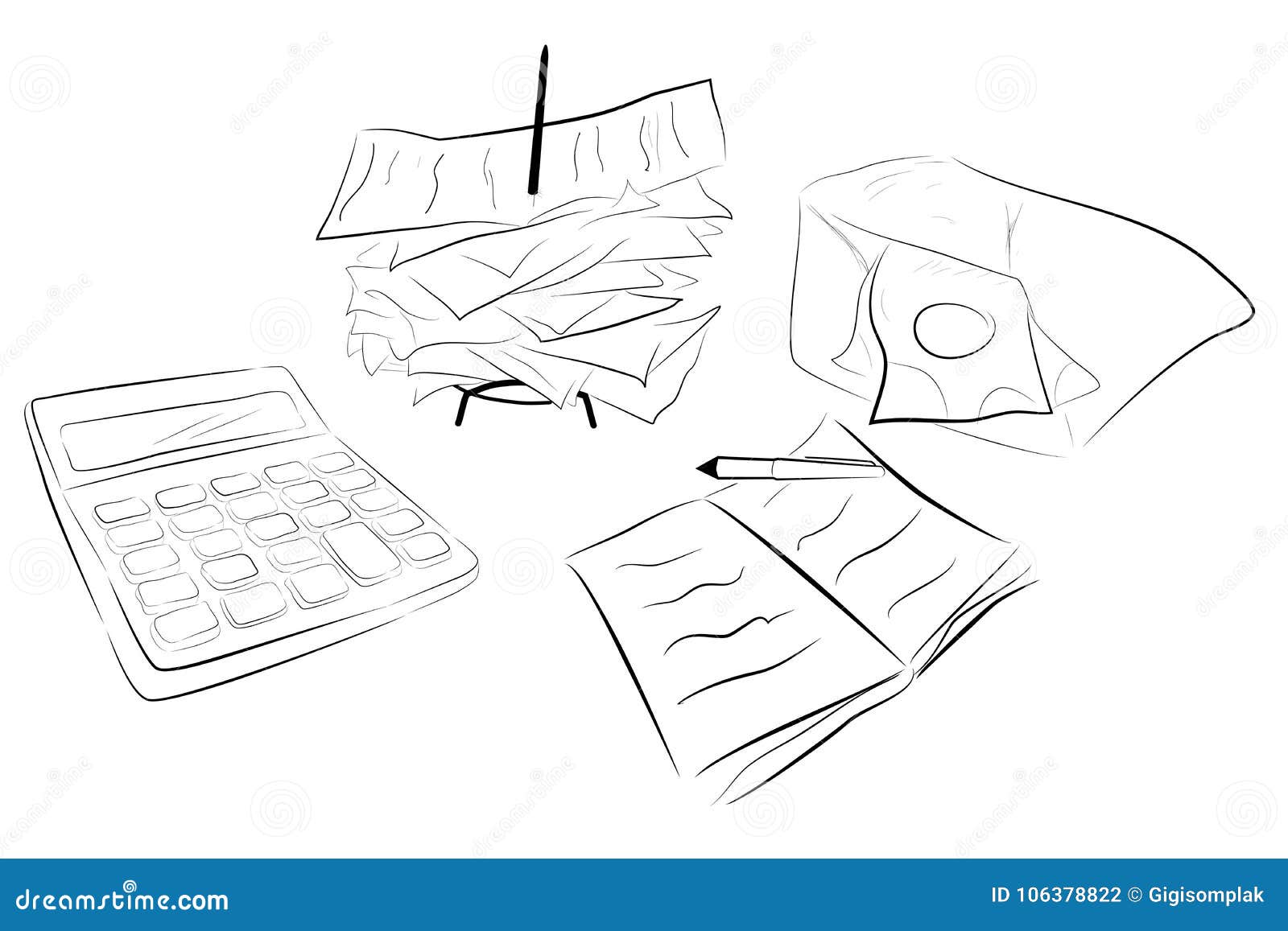 Illustration for Cost Control Calculator, Stack of Payment Receipt and ...