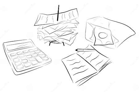 Illustration for Cost Control Calculator, Stack of Payment Receipt and ...
