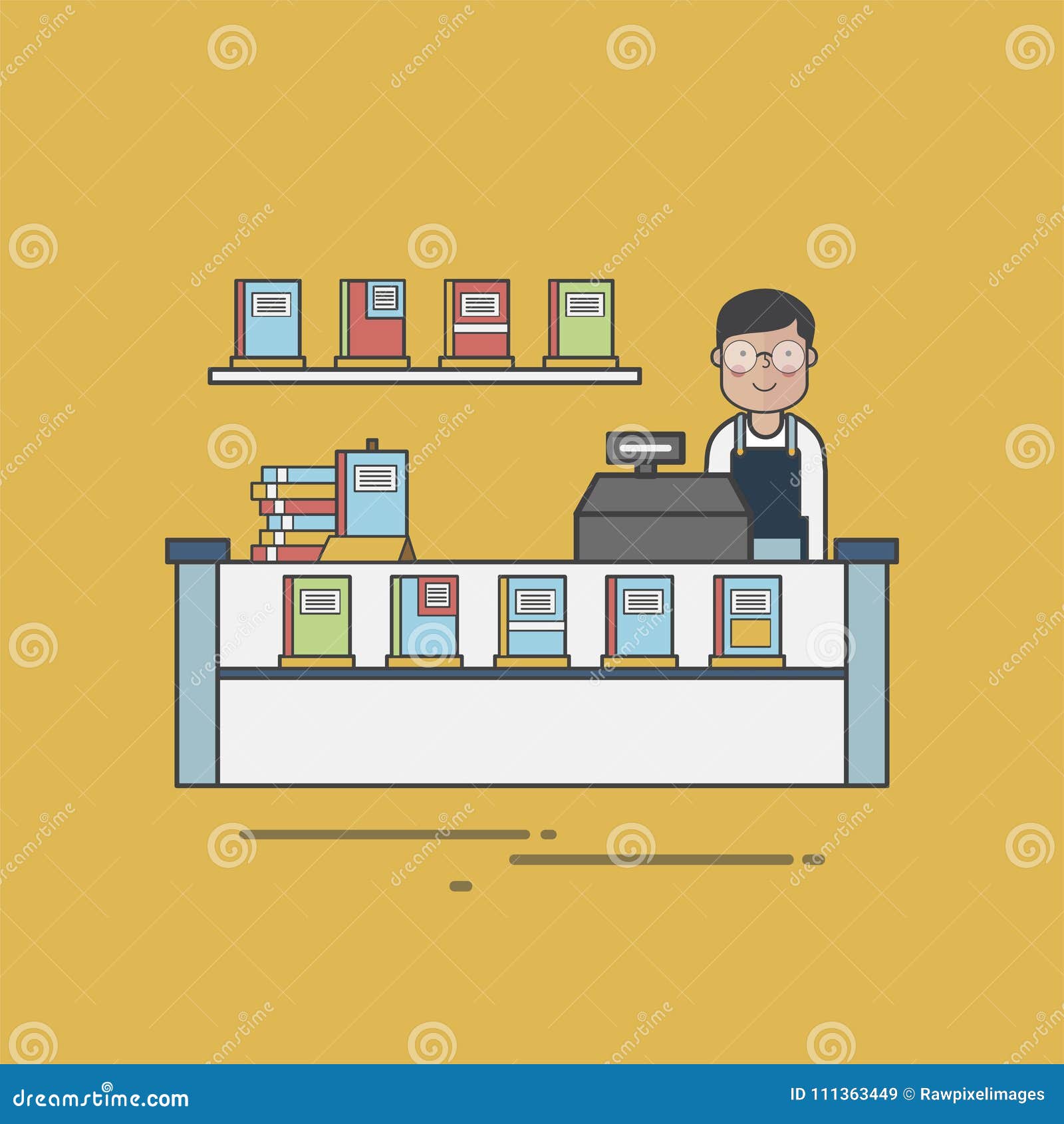 Illustration of Counter in Library Stock Illustration - Illustration of ...