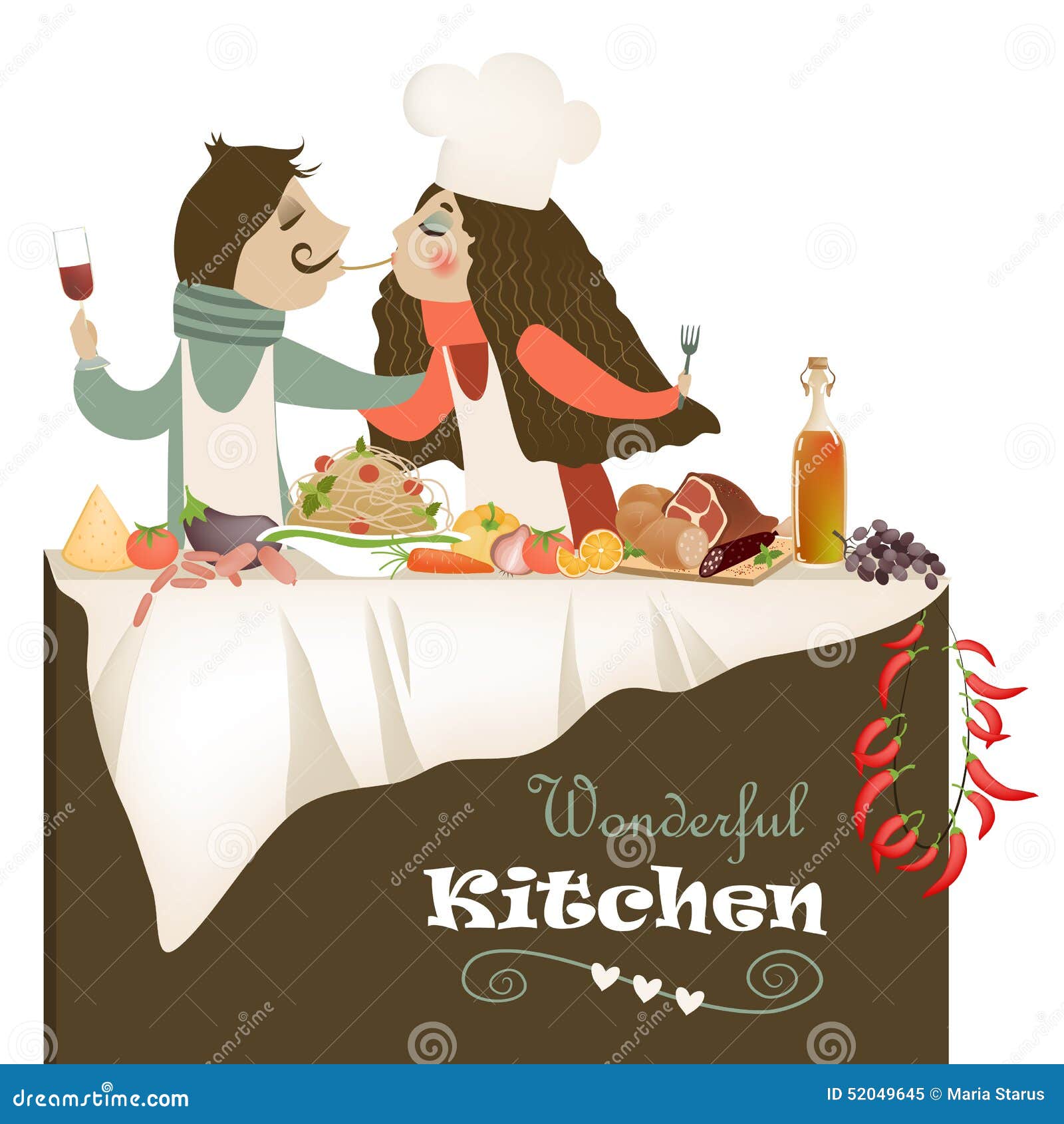 Illustration of Couple Cooking Meal Stock Vector - Illustration of food ...