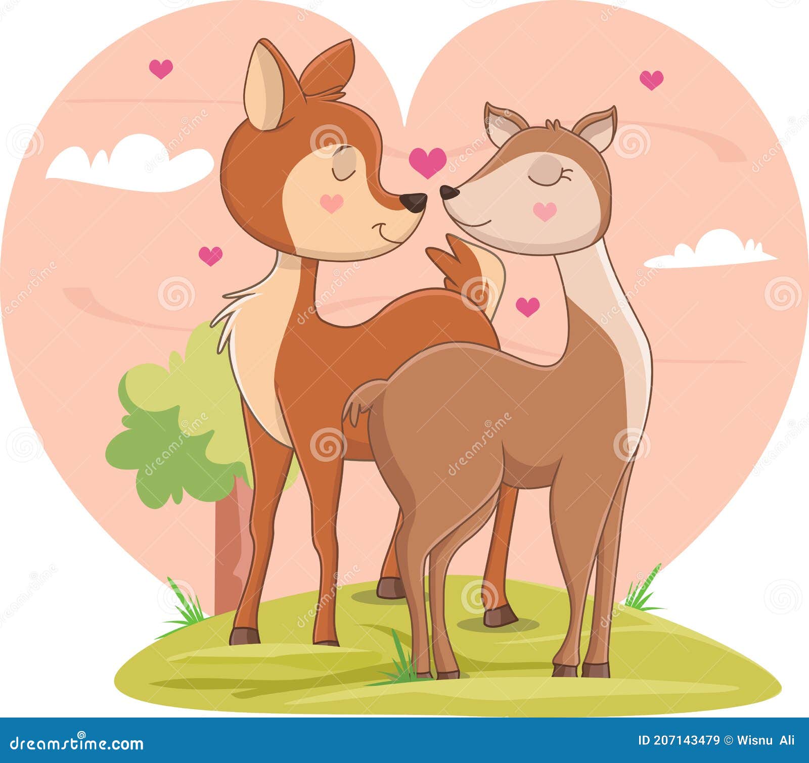 Illustration of Couple Deer in Love Stock Vector - Illustration of ...