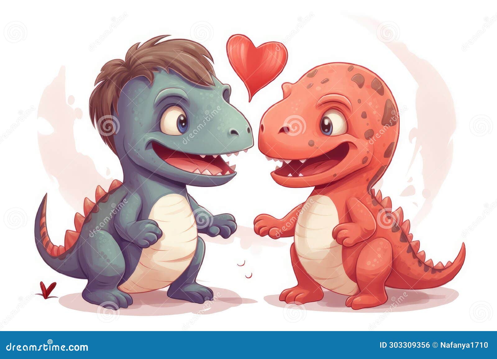 Illustration of a Couple of Lovers T-Rex Dinosaur on a White Background ...