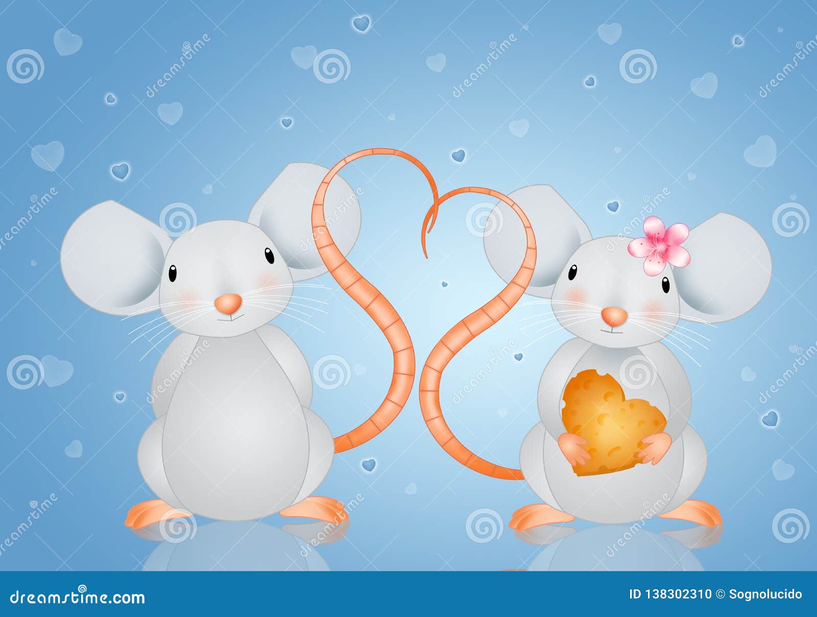 An Illustration of a Couple of Mice with Hearts Stock Illustration ...