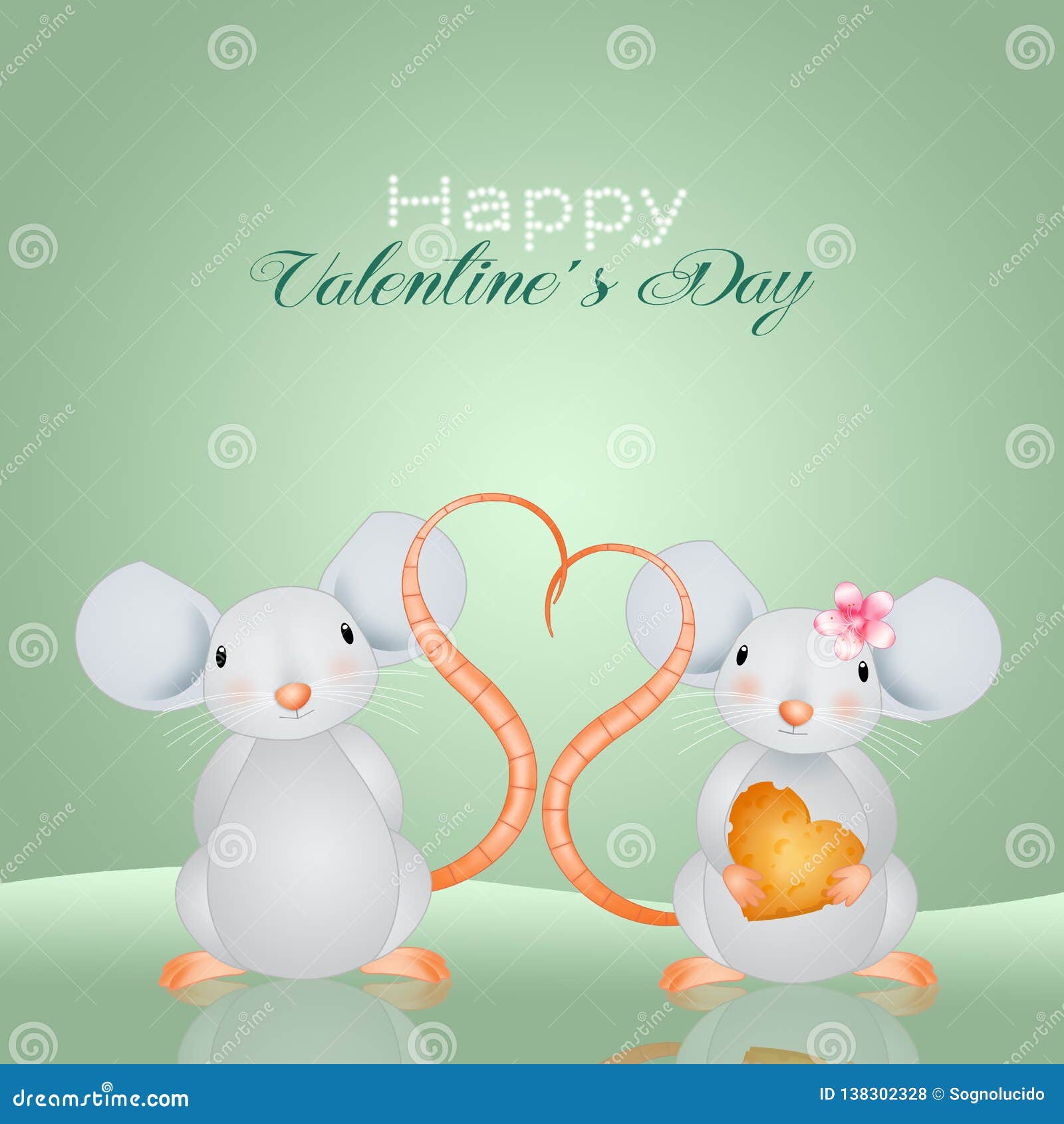 An Illustration of a Couple of Mice with Hearts Stock Illustration ...