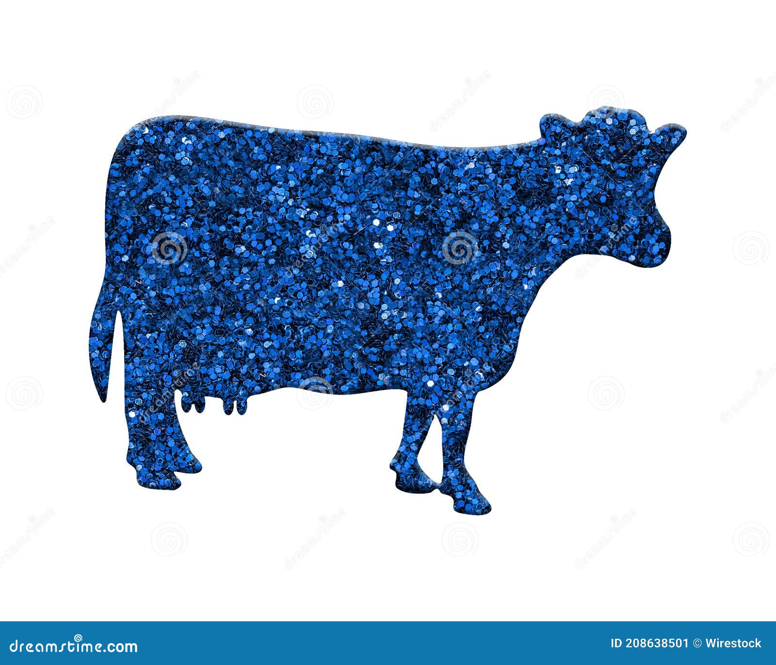 Illustration of a Cow in a Glittery Pattern on a White Backgrou Stock ...