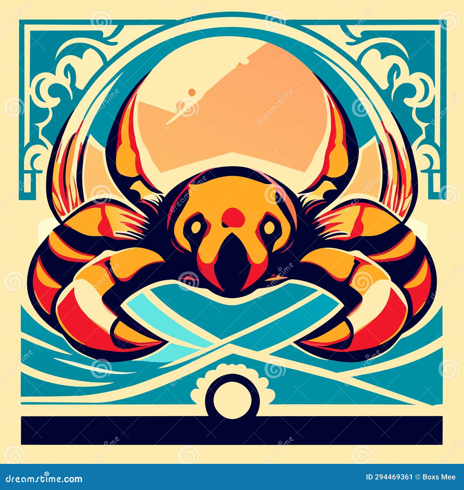 Illustration of a Crab in the Form of a Shield. Vector Illustration AI ...